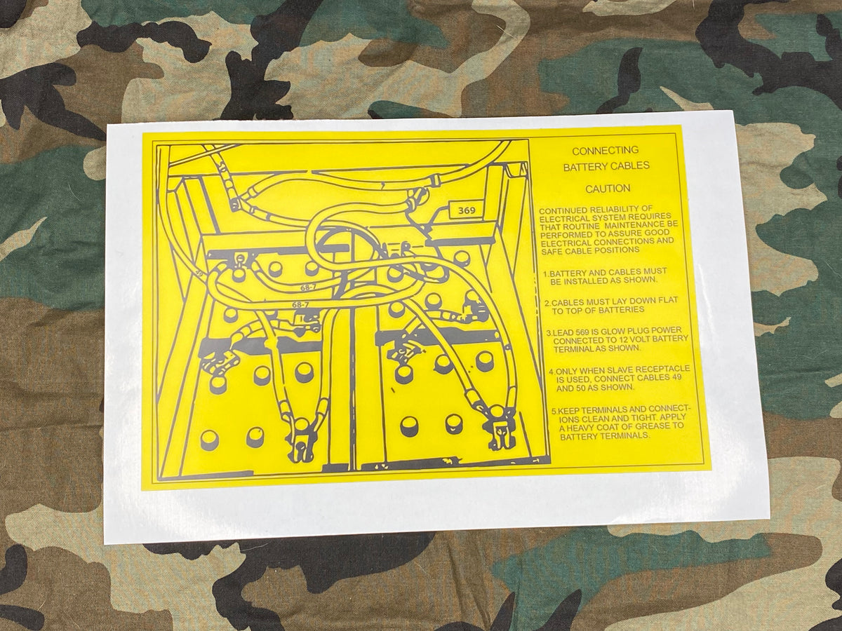 M809 SERIES TRUCK BATTERY CABLE CONNECTIONS DECAL – Coldwar Industries